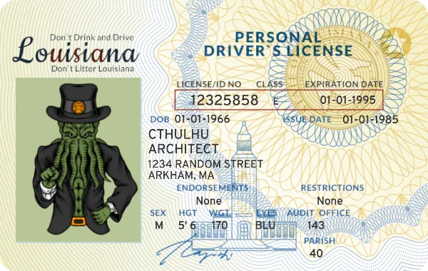 Louisiana Identity Card - Made with Handout Generator